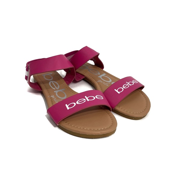bebe | Shoes | Bebe Girls Little Kid Size 2 Pink White Logo Straps Open ...